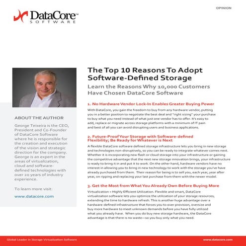 THE TOP 10 REASONS TO ADOPT SOFTWARE-DEFINED STORAGE | PDF