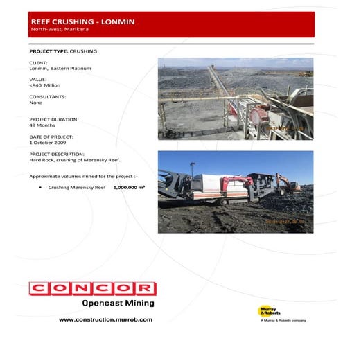 Reef crushing - Lonmin | PDF