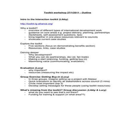 10. Toolkit Workshop 27.01.11