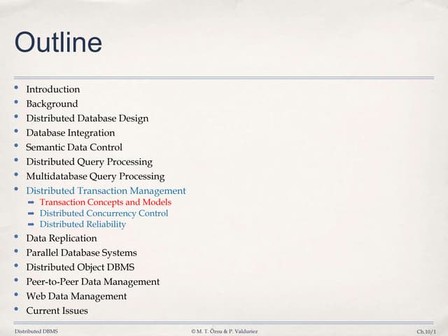 Distributed Dbms Unit 8 Distributed Transaction Management And Conc