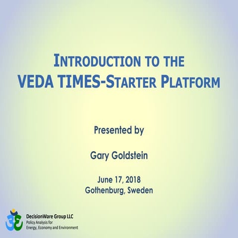 Introduction to the VEDA TIMES-Starter Model Platform | PDF