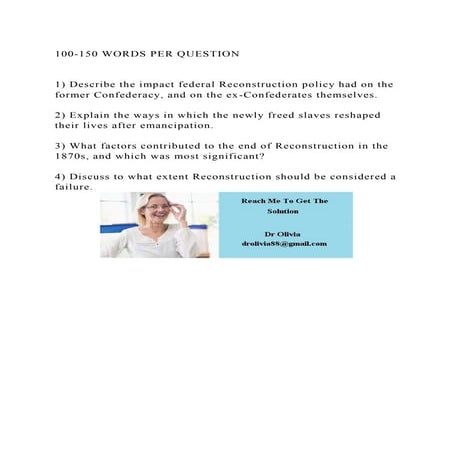 100-150 WORDS PER QUESTION1) Describe the impact federal Recon.docx