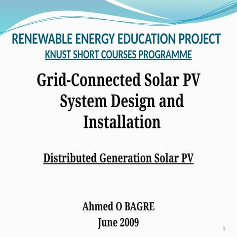Distributed-Generation-Solar-PV for design and documentation | PPTX