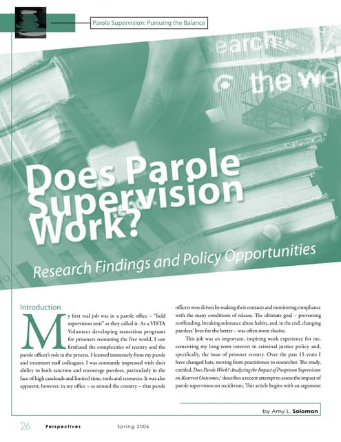 Parole: Definition, Objectives, Conditions and Social Implication | PPTX
