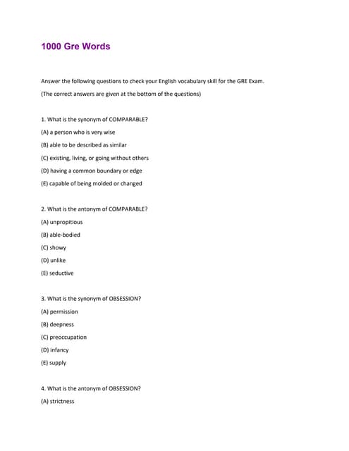 Ged Vocabulary Words | PDF | Education