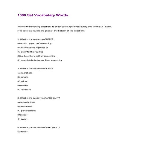 1000 Sat Vocabulary Words | PDF