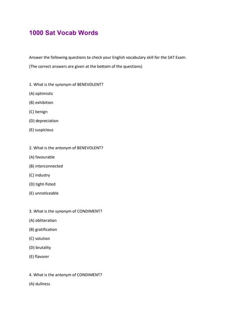 Sat Vocabulary Flashcards Printable | PDF