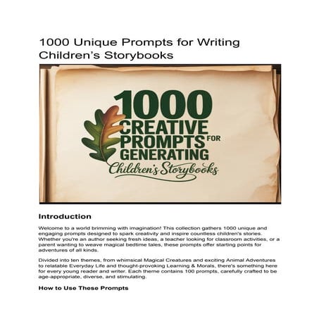 1000 Unique Prompts for Writing Children’s Storybooks | PDF