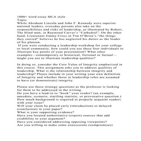 1000+ word essay MLA styleTopic While Abraham Lincoln and John .docx