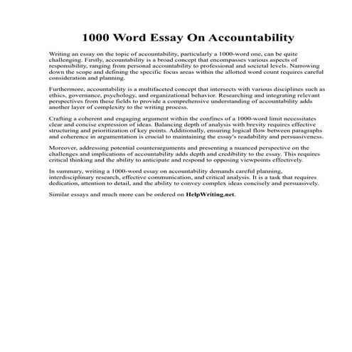 Accountability Essay. Trinity Baptist College | PDF