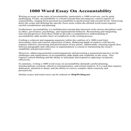1000 Word Essay On Accountability | PDF