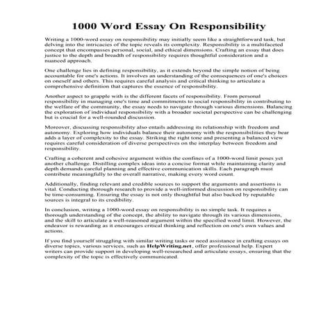 1000 Word Essay On Responsibility | PDF