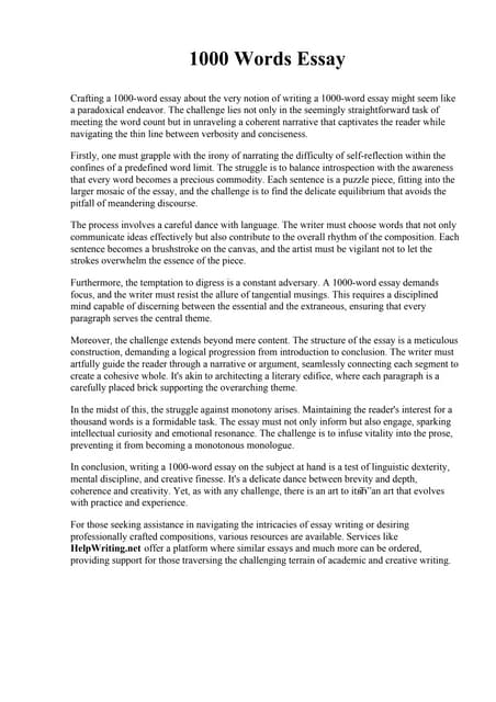 1 000 Word Essay | PDF