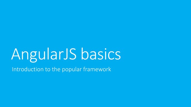 Angular Js Basics Ppt