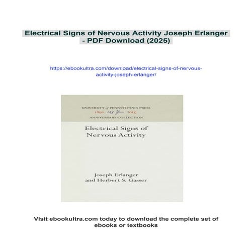 Electrical Signs of Nervous Activity Joseph Erlanger | PDF