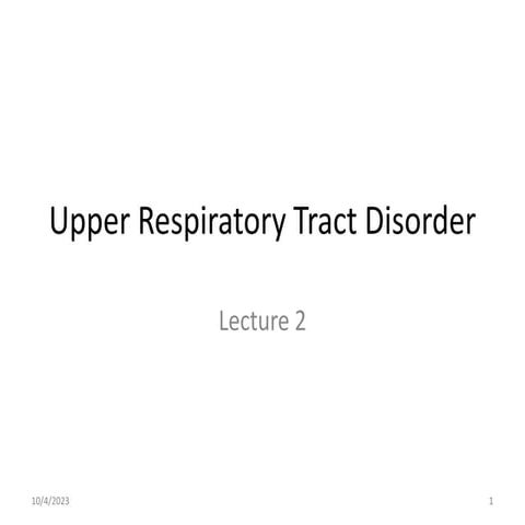 Upper Respiratory Tract Disorders Ppt