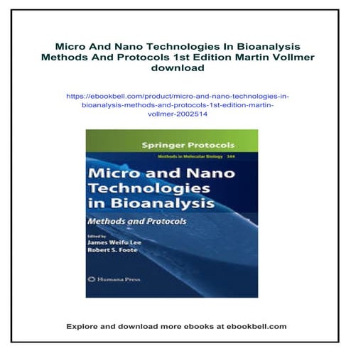 Micro And Nano Technologies In Bioanalysis Methods And Protocols 1st ...