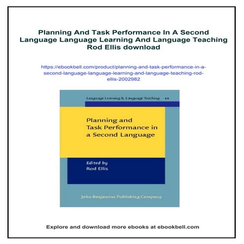 Planning And Task Performance In A Second Language Language Learning ...