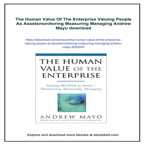 The Human Value Of The Enterprise Valuing People As Assetsmonitoring ...