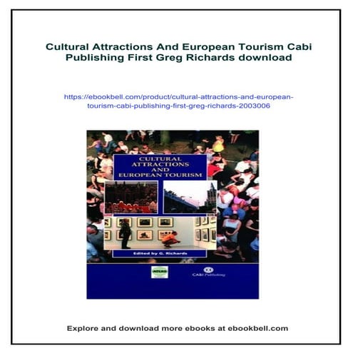 Cultural Attractions And European Tourism Cabi Publishing First Greg ...