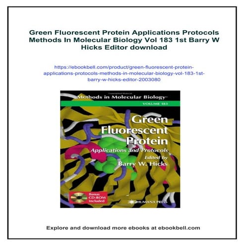 Green Fluorescent Protein Applications Protocols Methods In Molecular ...