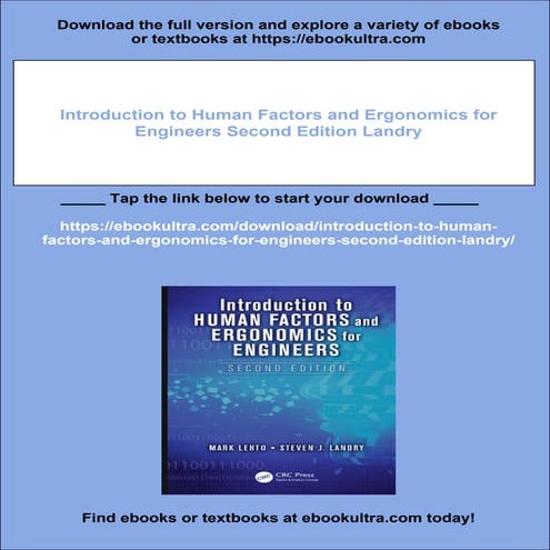 Introduction to Human Factors and Ergonomics for Engineers Second Edition Landry | PDF