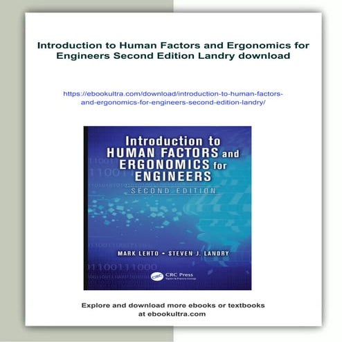 Introduction to Human Factors and Ergonomics for Engineers Second Edition Landry | PDF