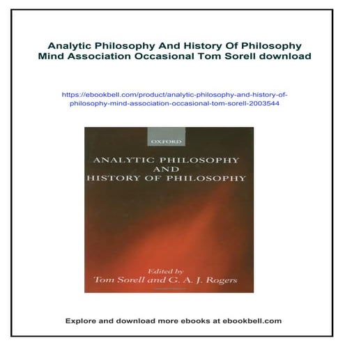 Analytic Philosophy And History Of Philosophy Mind Association ...