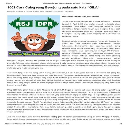 1001 cara caleg yang berujung pada satu kata “gila” | PDF