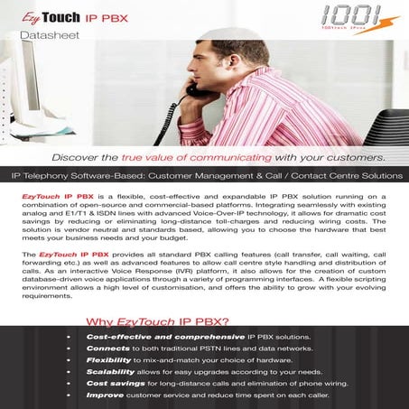 1001tech i pvox-ip-pbx-datasheet | PDF