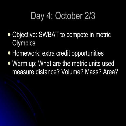 10.02 D4 Metric Olympics | PPT | Physics | Science