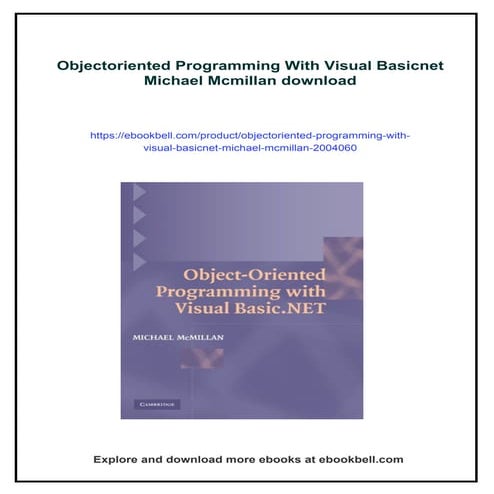Objectoriented Programming With Visual Basicnet Michael Mcmillan | PDF