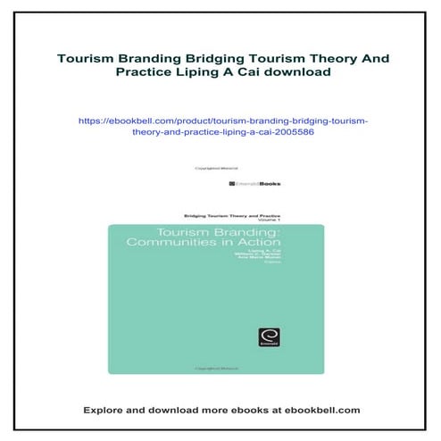 Tourism Branding Bridging Tourism Theory And Practice Liping A Cai | PDF