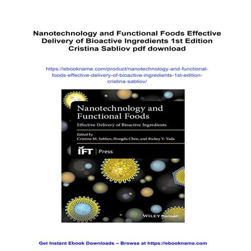Nanotechnology and Functional Foods Effective Delivery of Bioactive Ingredients 1st Edition ...