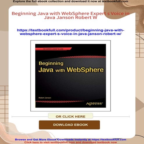 Beginning Java with WebSphere Expert s Voice in Java Janson Robert W | PDF