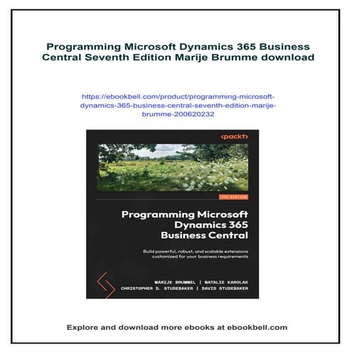 Programming Microsoft Dynamics 365 Business Central Seventh Edition Marije Brumme | PDF