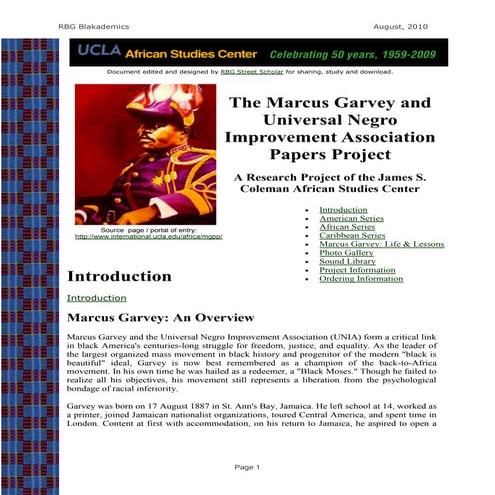 The Marcus Garvey and UNIA Papers Project-A UCLA African Studies Center ...