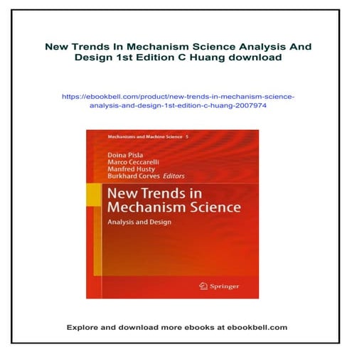 New Trends In Mechanism Science Analysis And Design 1st Edition C Huang ...