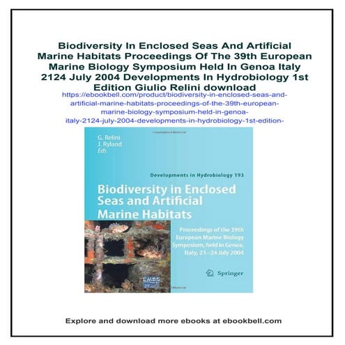 Biodiversity In Enclosed Seas And Artificial Marine Habitats ...
