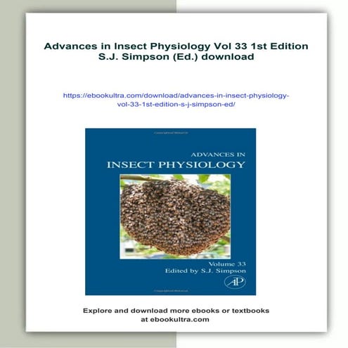 Advances in Insect Physiology Vol 33 1st Edition S.J. Simpson (Ed.) | PDF