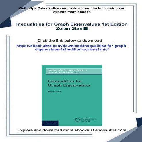 Full Download Inequalities for Graph Eigenvalues 1st Edition Zoran Stanić PDF DOCX | PDF