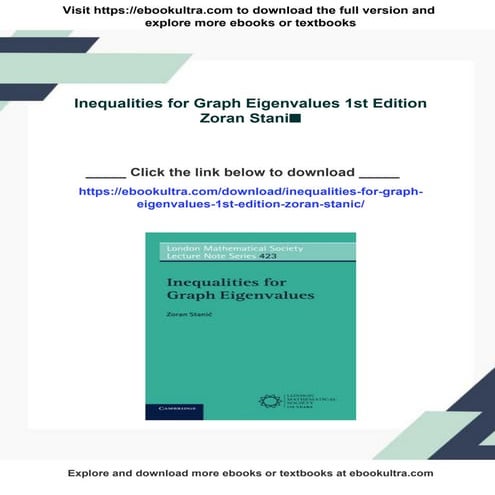 Inequalities for Graph Eigenvalues 1st Edition Zoran Stanić | PDF