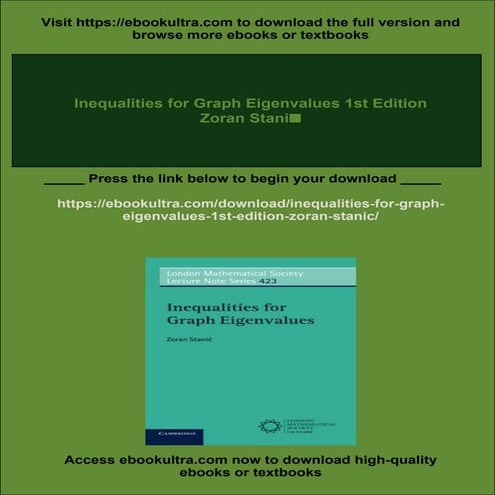 Inequalities for Graph Eigenvalues 1st Edition Zoran Stanić | PDF