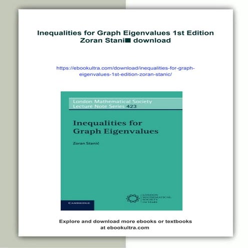 Inequalities for Graph Eigenvalues 1st Edition Zoran Stanić | PDF