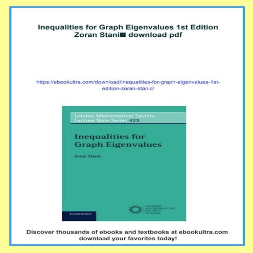 Inequalities for Graph Eigenvalues 1st Edition Zoran Stanić | PDF