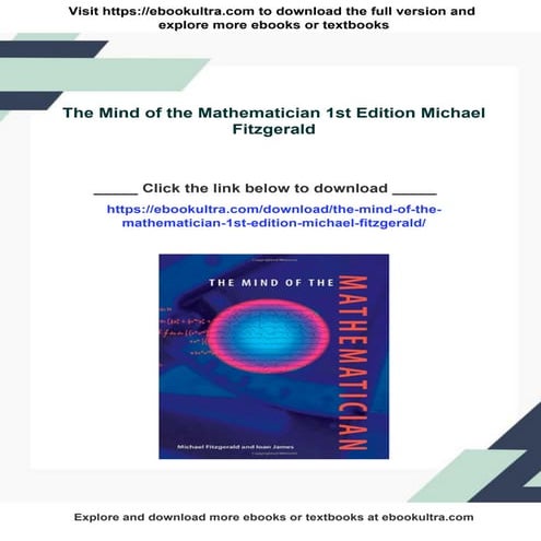 The Mind of the Mathematician 1st Edition Michael Fitzgerald | PDF