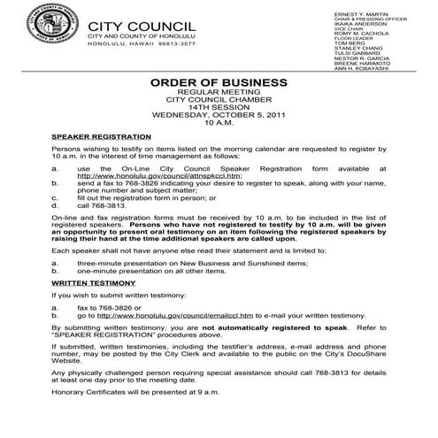 Oct. 5 Honolulu City Council | PDF