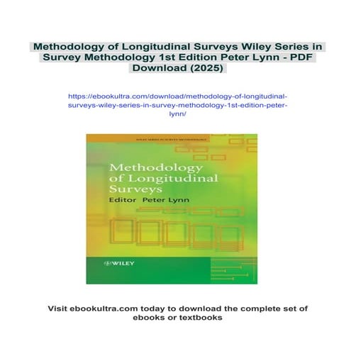 Methodology of Longitudinal Surveys Wiley Series in Survey Methodology ...