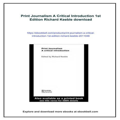 Print Journalism A Critical Introduction 1st Edition Richard Keeble | PDF