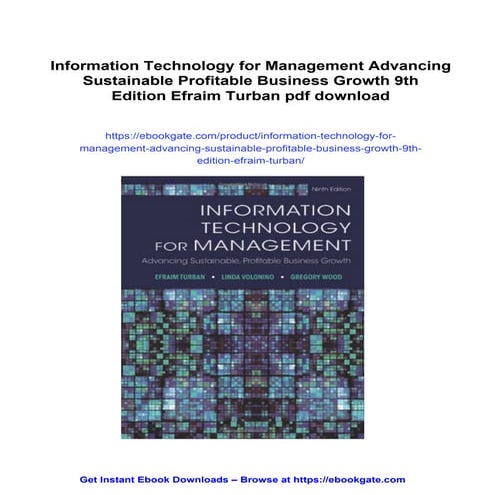 Information Technology for Management Advancing Sustainable Profitable ...